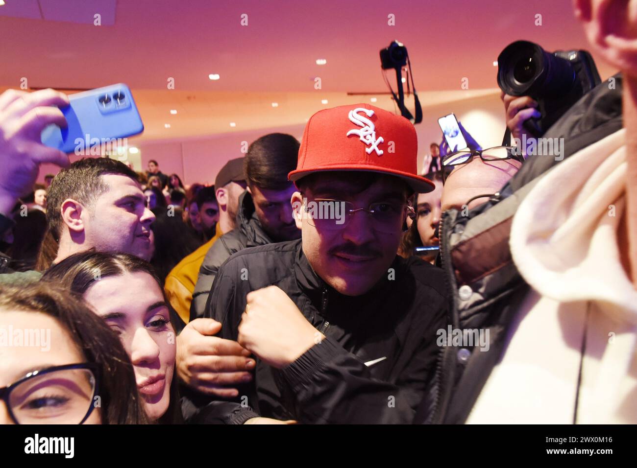 March 26, 2024, Naples, Campania, Italy: The Italian rapper Geolier, he ...