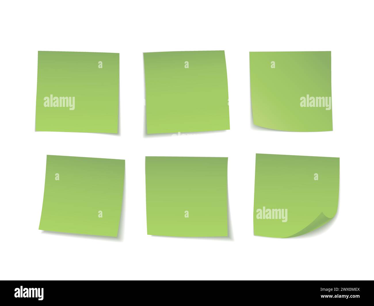 Green Sticky Notes Set. Suitable For Notes, Advertising, and Other ...