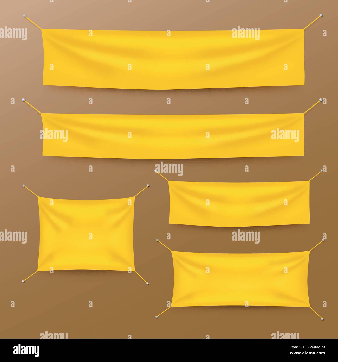 Gold Textile Banners with Folds Template Set. Suitable For Advertising ...