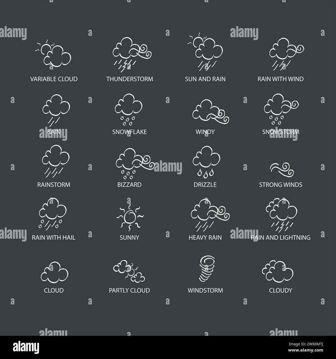 Weather Doodle Icon Set, Real Pen Sketch Suitable For For Web, Mobile ...