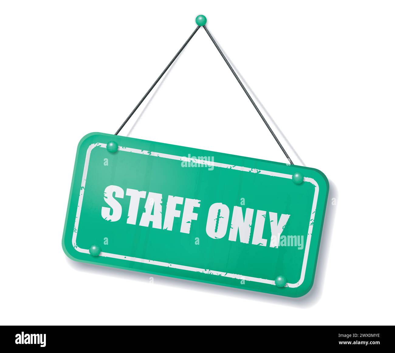 Vintage Old Green Sign with Staff Only Text, Vector Illustration Stock ...
