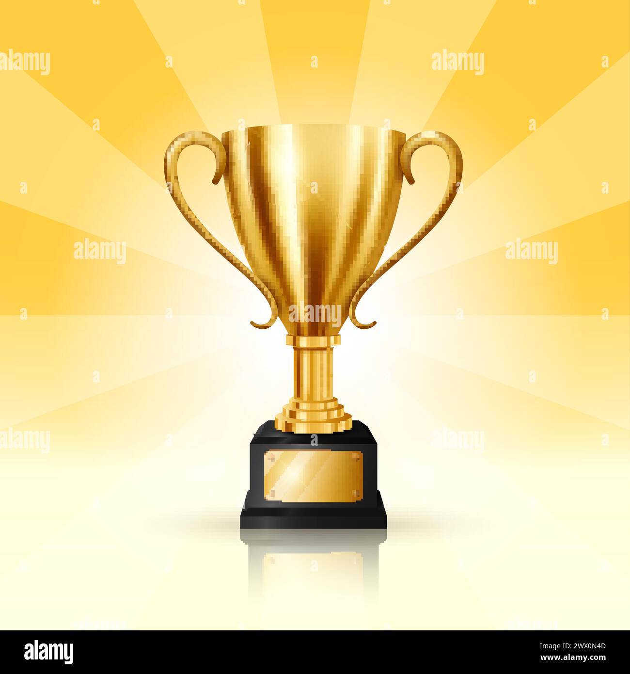 Realistic Golden Trophy on Retro Background, Vector Illustration Stock ...