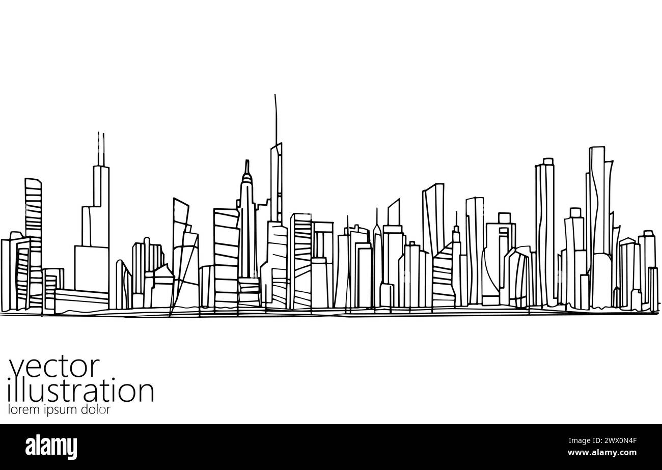 Single continuous one line art city building construction. Architecture ...
