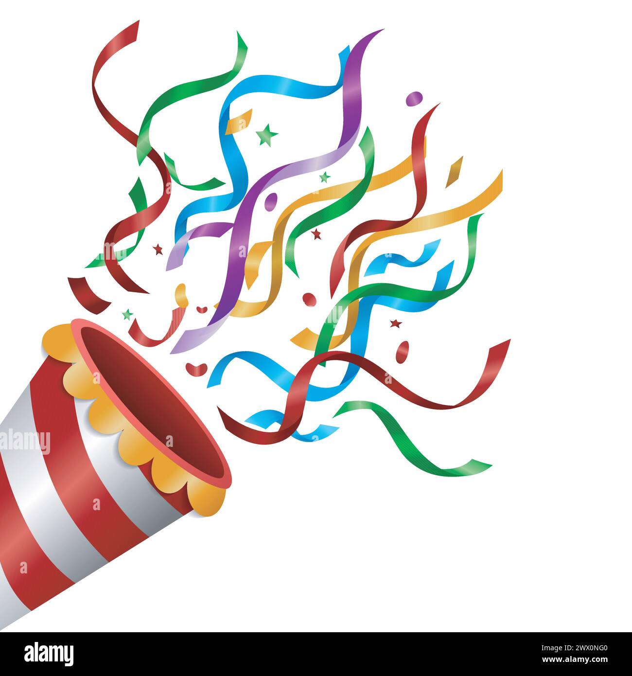 Exploding Popper with Colorful Confetti Isolated, Suitable For Birthday ...