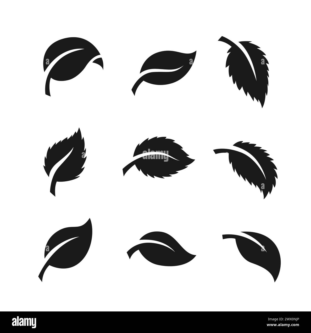 Artistic Collection of Black Leaves Set, Vector Illustration Stock ...