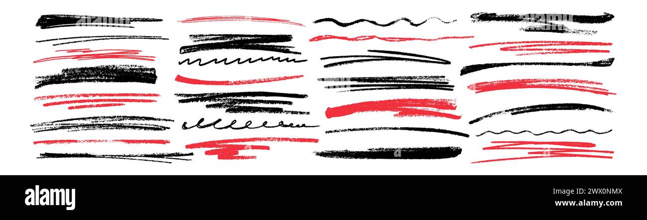 Doodle vector hand drawn scribble, strikethrough, charcoal wavy ...