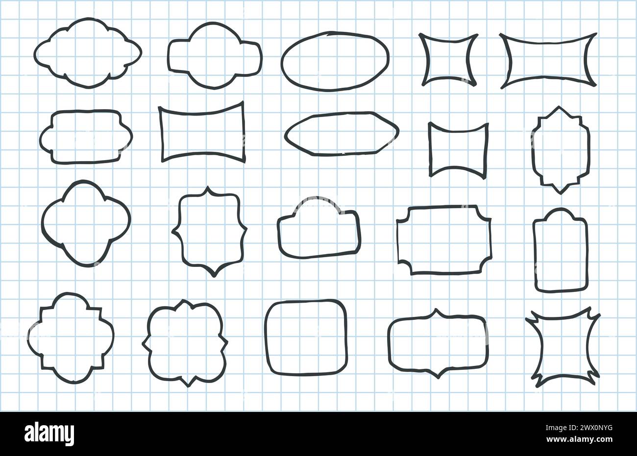 Artistic Collection of Hand Drawn Banners Set. Isolated and Real Pen ...