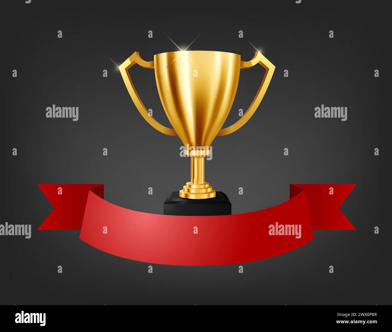 Golden trophy red ribbon hi-res stock photography and images - Alamy