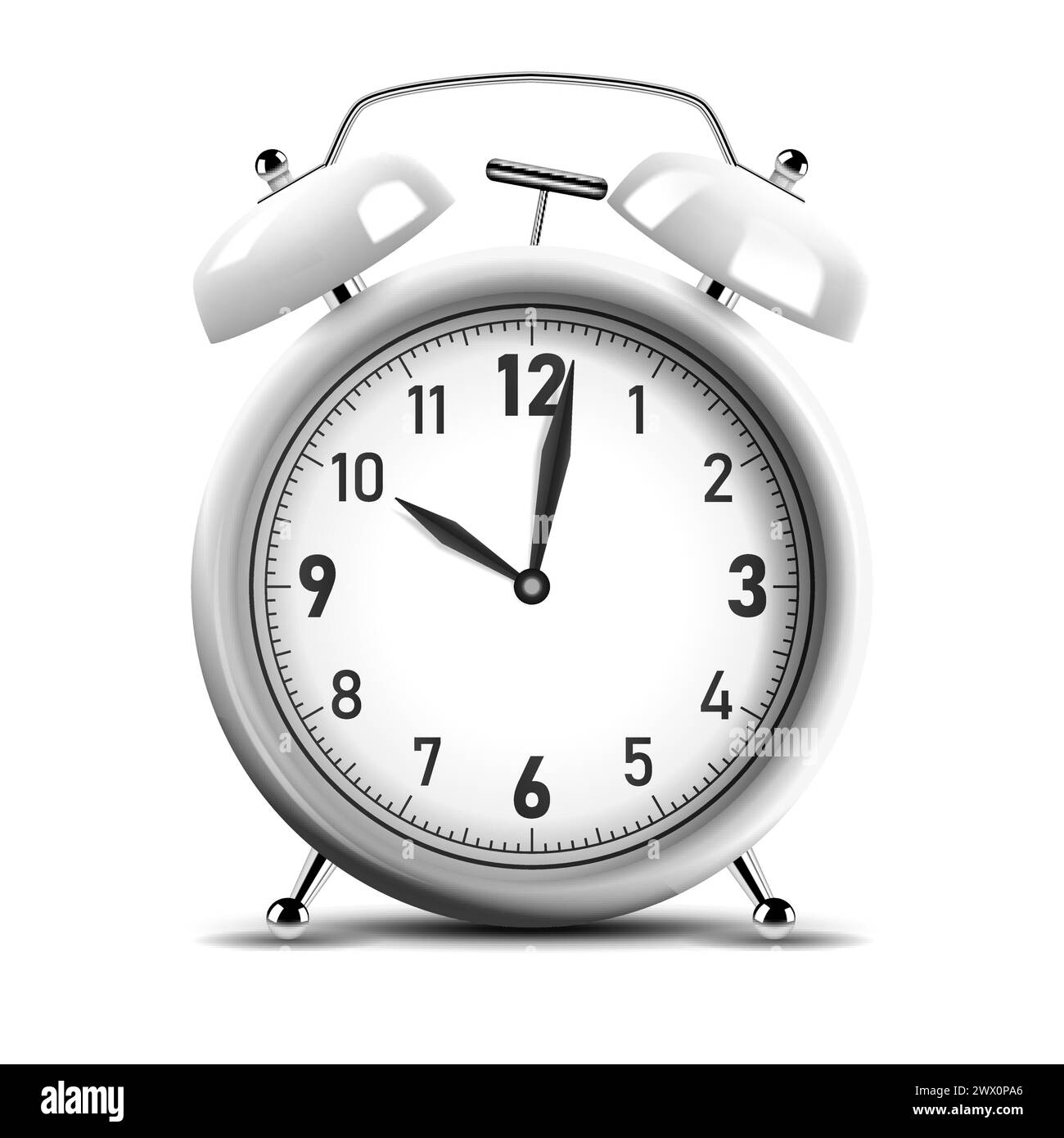 Realistic Shiny Silver Alarm Clock, Vector Illustration Stock Vector ...