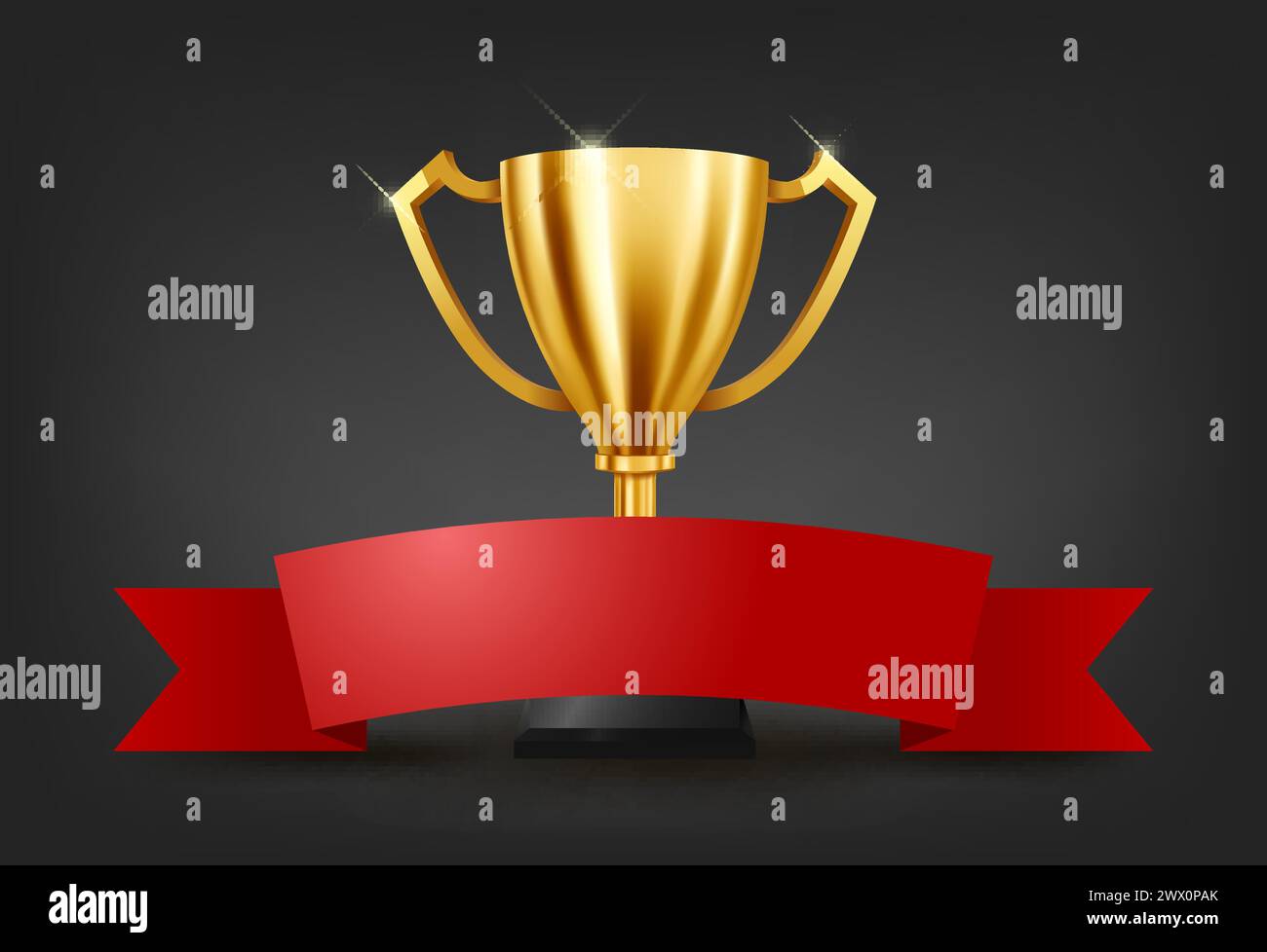 Golden trophy red ribbon hi-res stock photography and images - Alamy