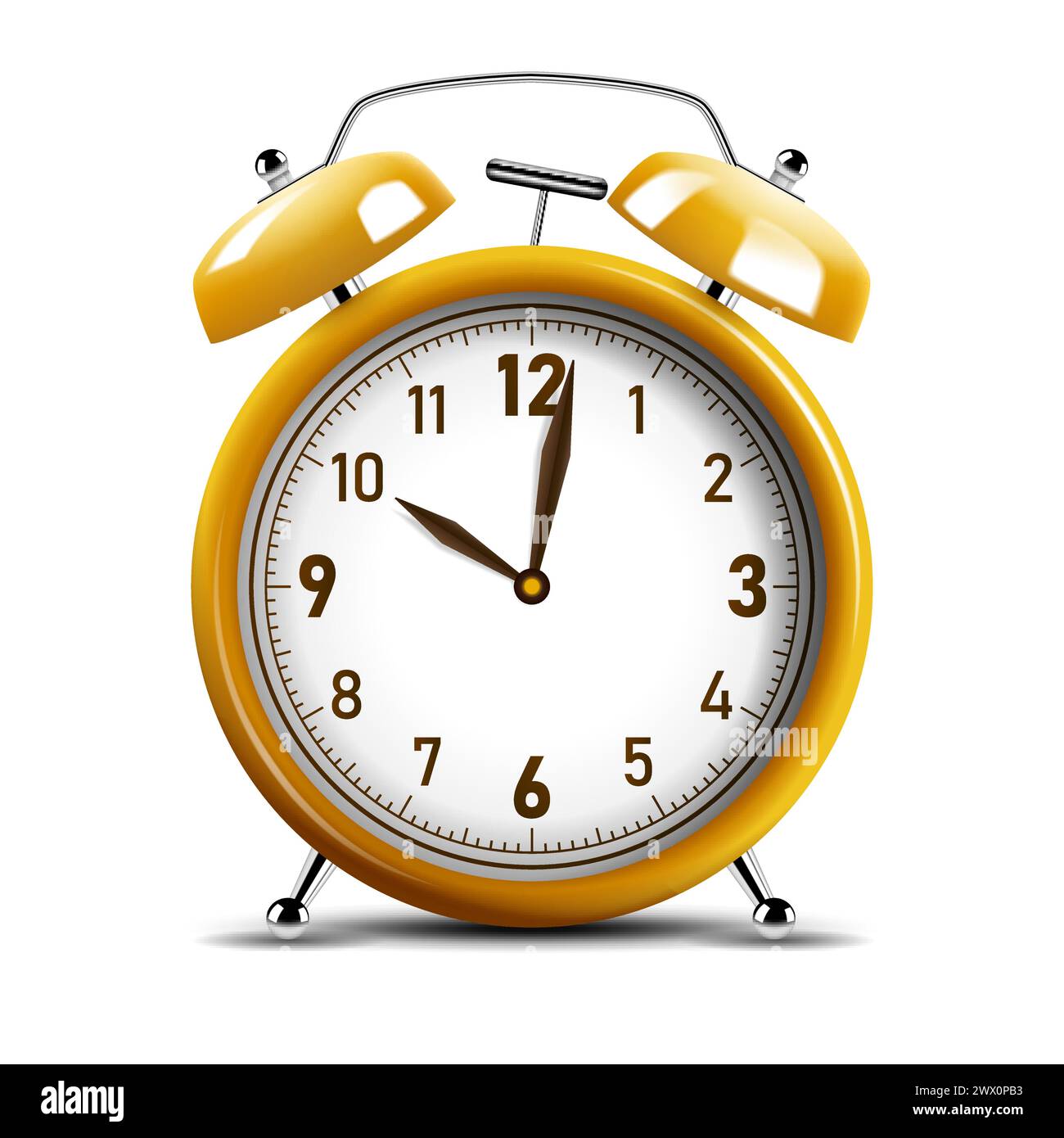 Realistic Shiny Yellow Alarm Clock, Vector Illustration Stock Vector ...