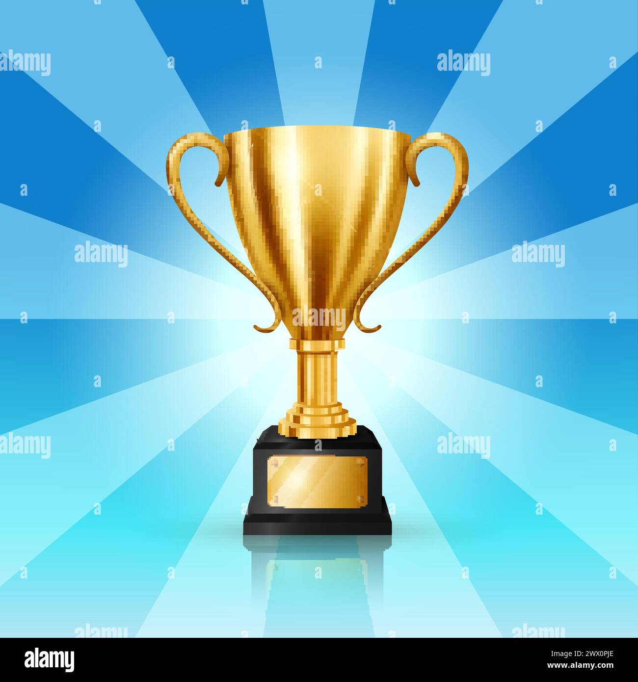 Realistic Golden Trophy on Retro Background, Vector Illustration Stock ...