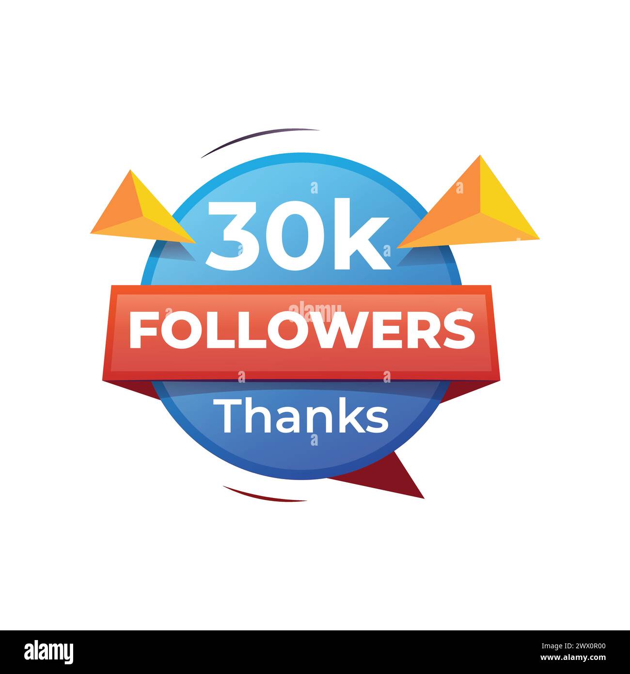 50k followers label badge with blue and red color theme. Vector artwork ...