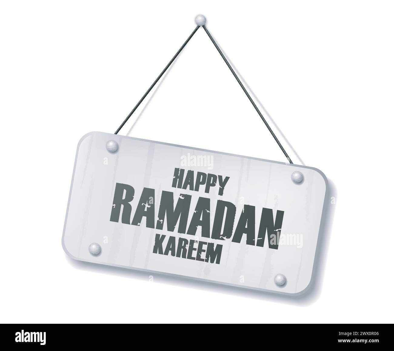 Vintage Old Chrome Sign with Happy Ramadan Kareem Text, Vector ...
