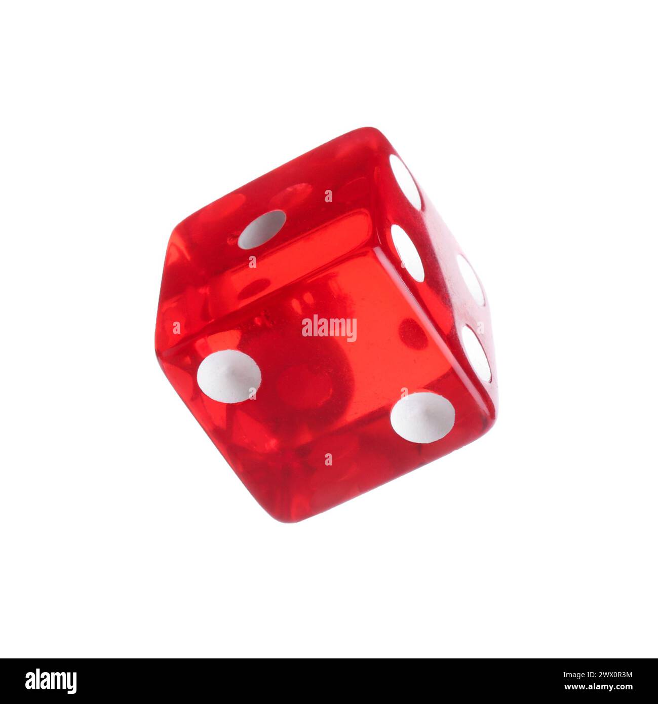 One red game dice isolated on white Stock Photo - Alamy