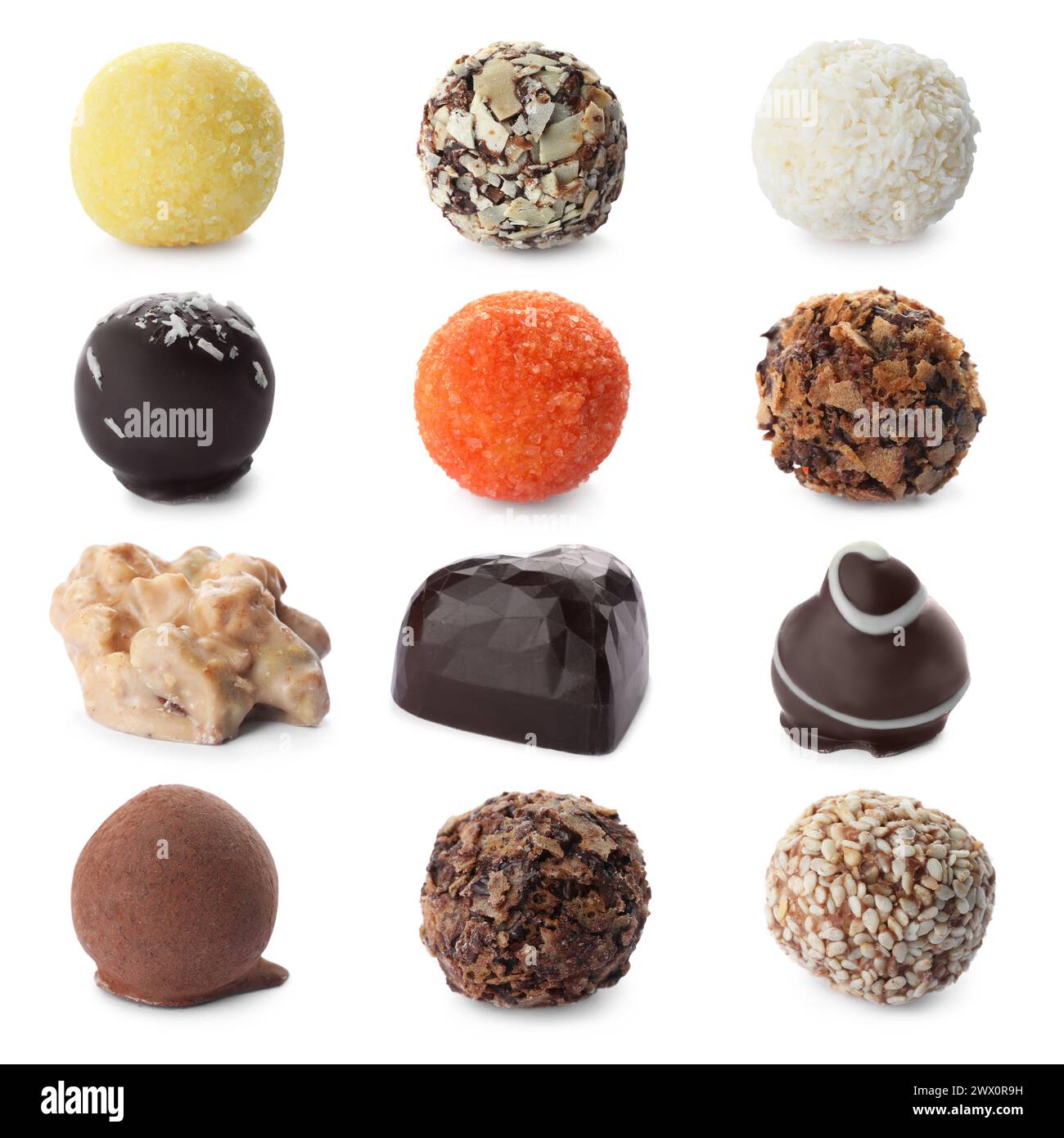 Delicious chocolate candies isolated on white, set Stock Photo - Alamy