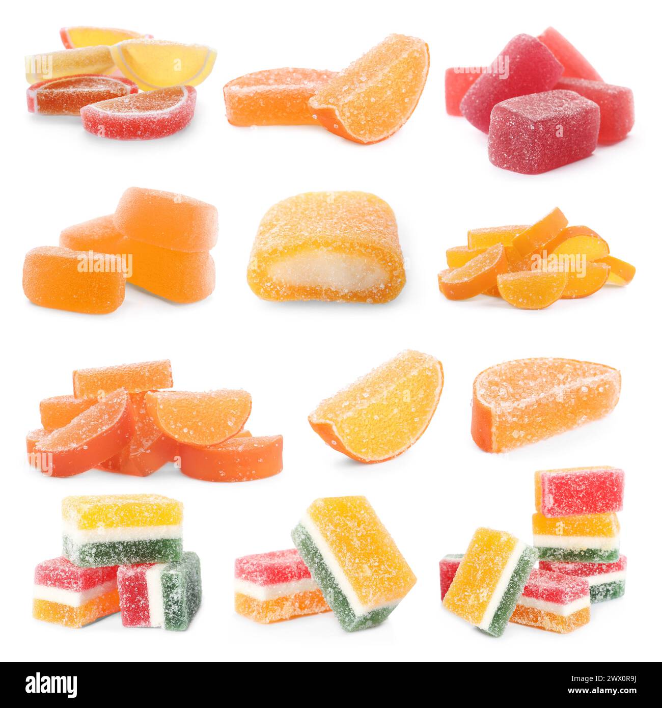 Delicious jelly candies isolated on white, set Stock Photo - Alamy