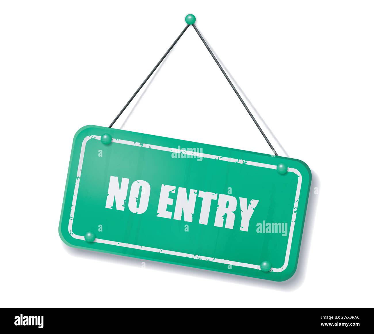 Vintage Old Green Sign with No Entry Text, Vector Illustration Stock ...