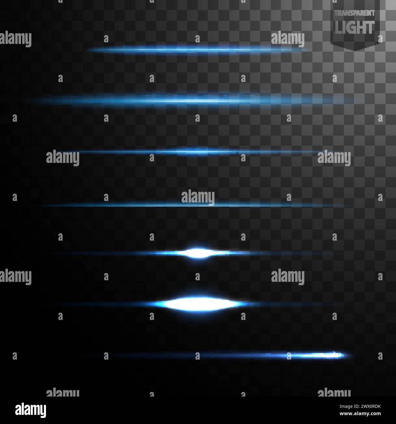 Abstract Blue Light Lines Isolated on Transparent Background, Easily ...