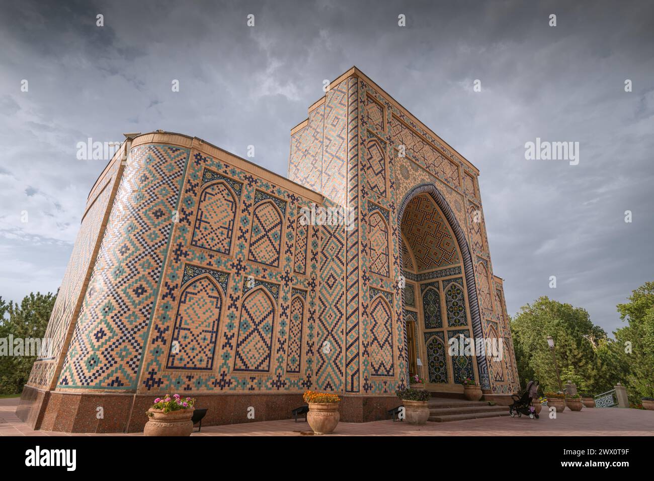 Ulugh Beg madrasah in Samarkand, Uzbekistan. View of the details of the ...