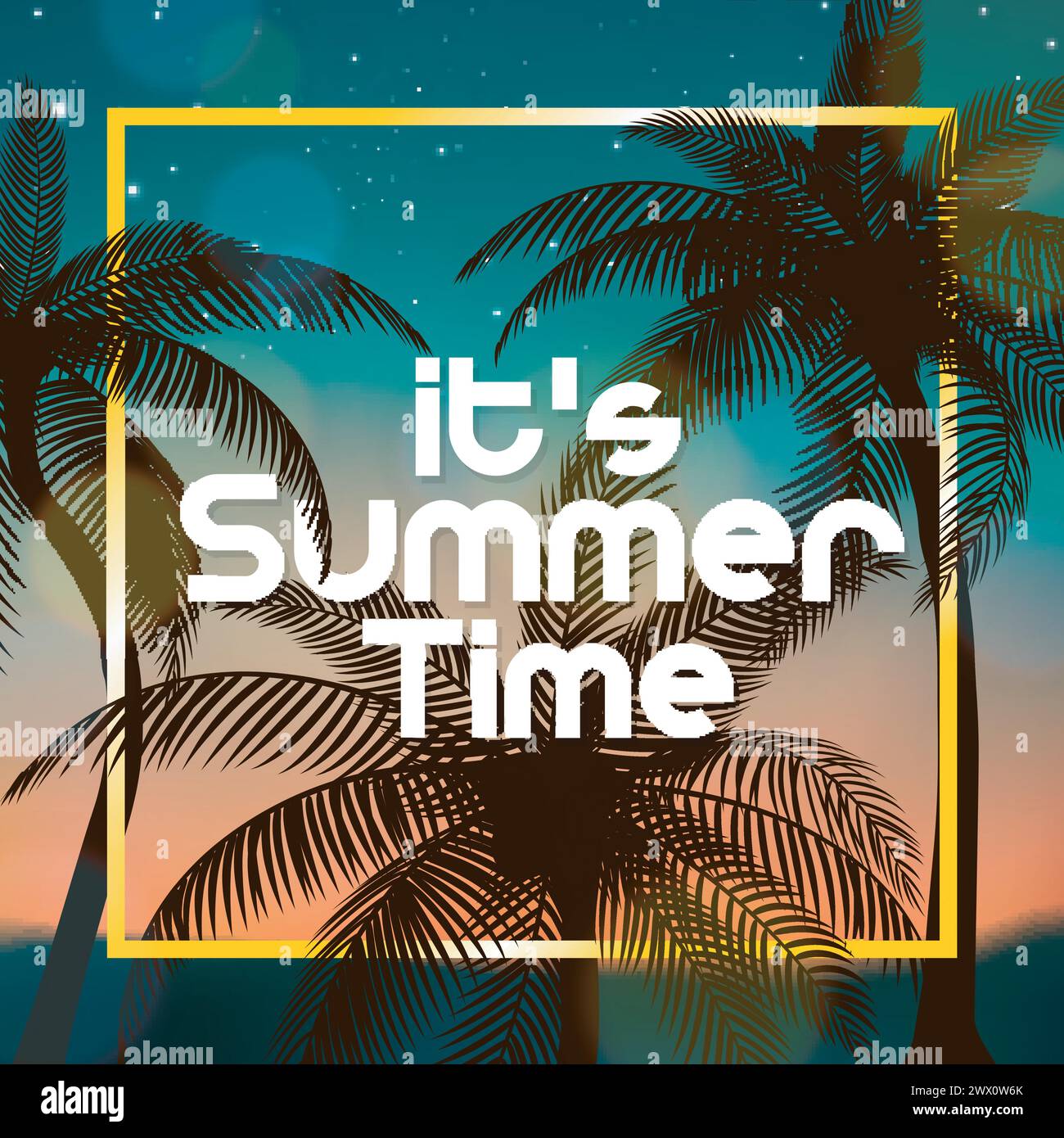 It's Summer Time Sign, with Coconut Trees At Evening, Suitable For ...