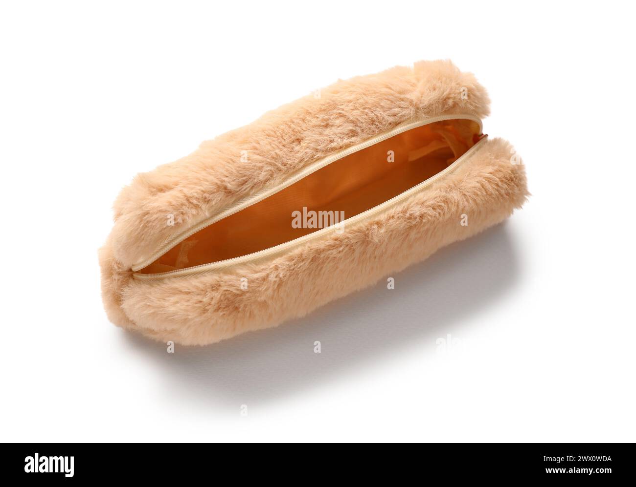 Fluffy pencil case on white background Stock Photo - Alamy