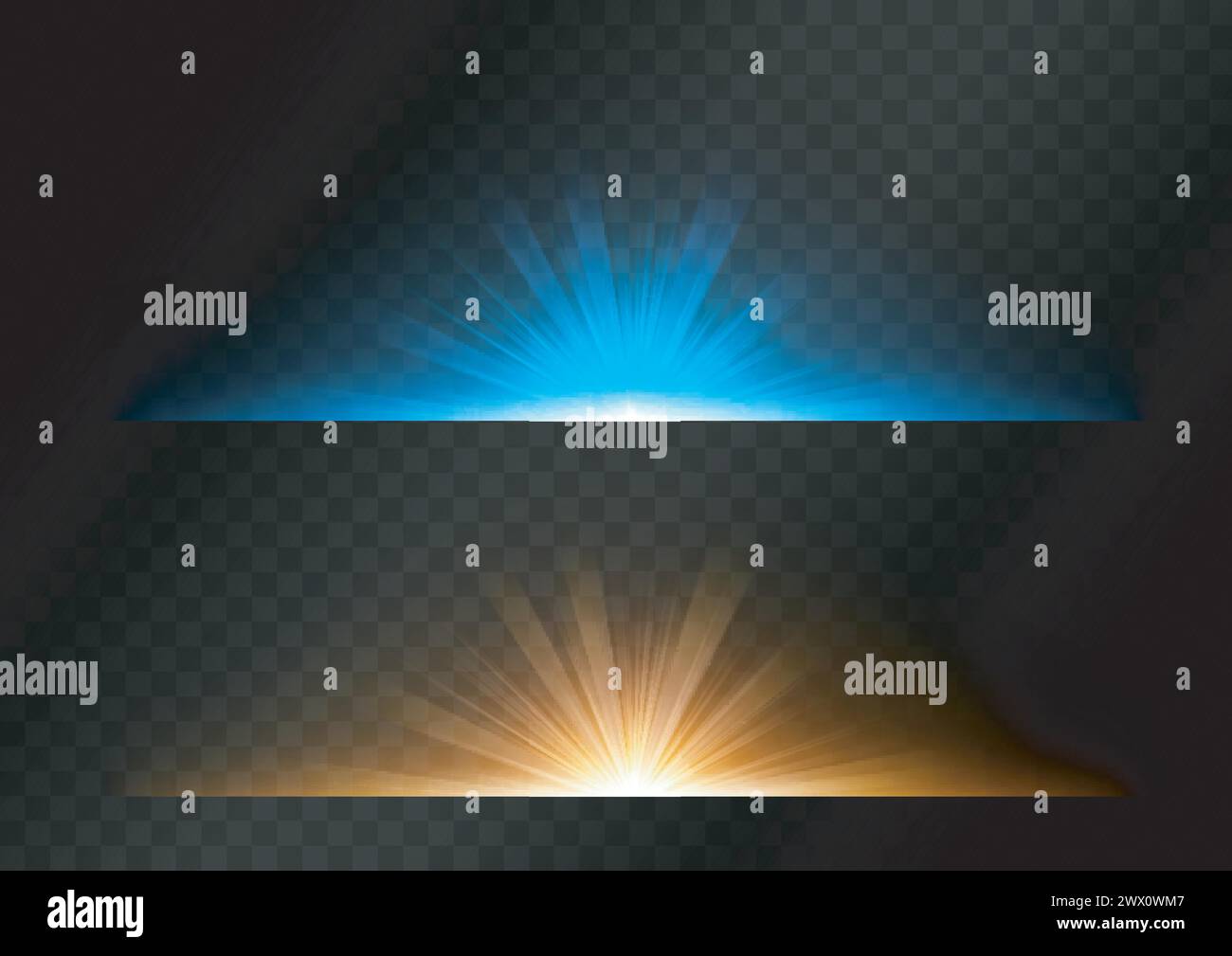 Starlight Sets with Yellow and Blue Color on Dark Transparent ...