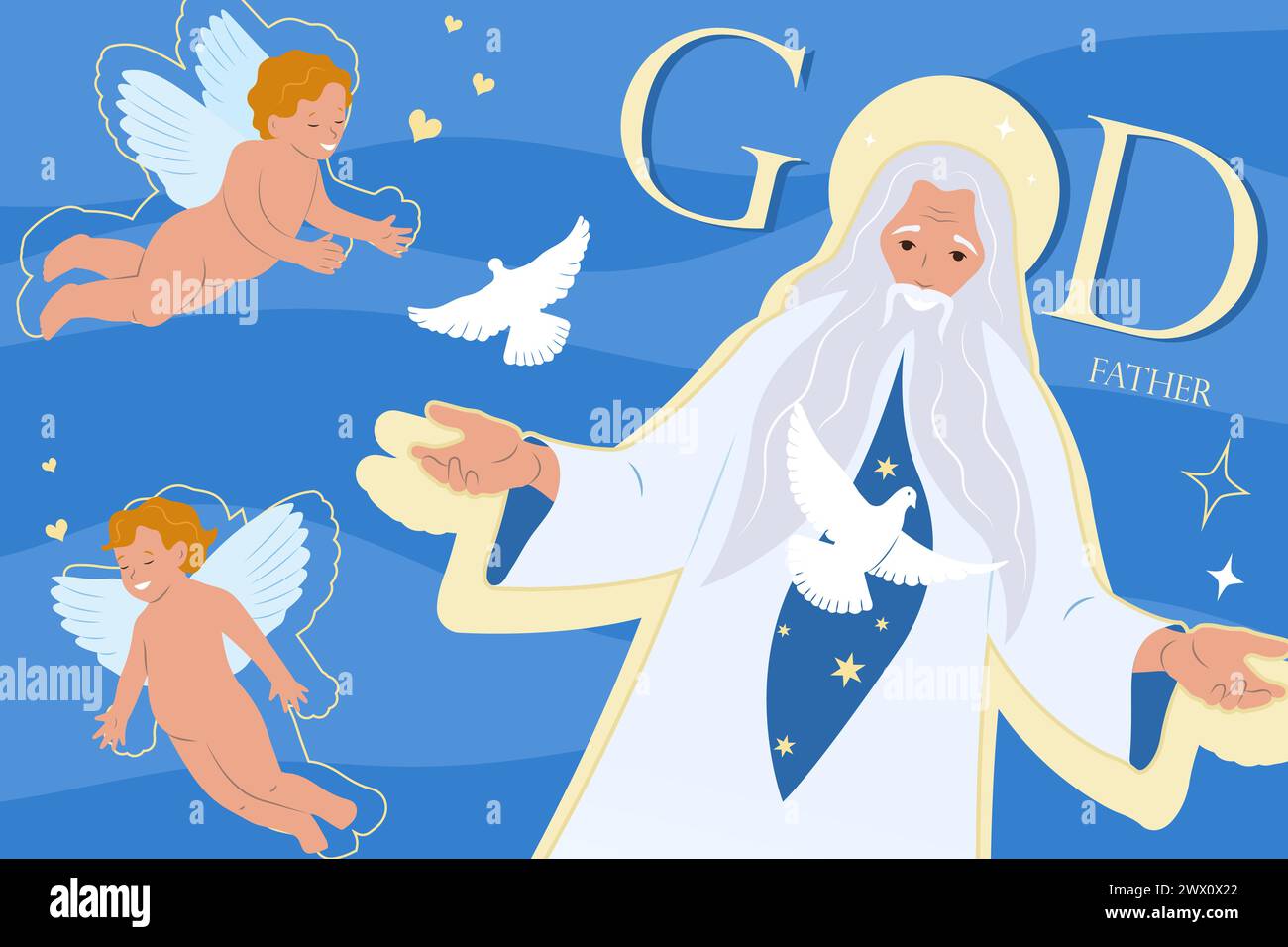 God father composition with collage of flat images with human ...