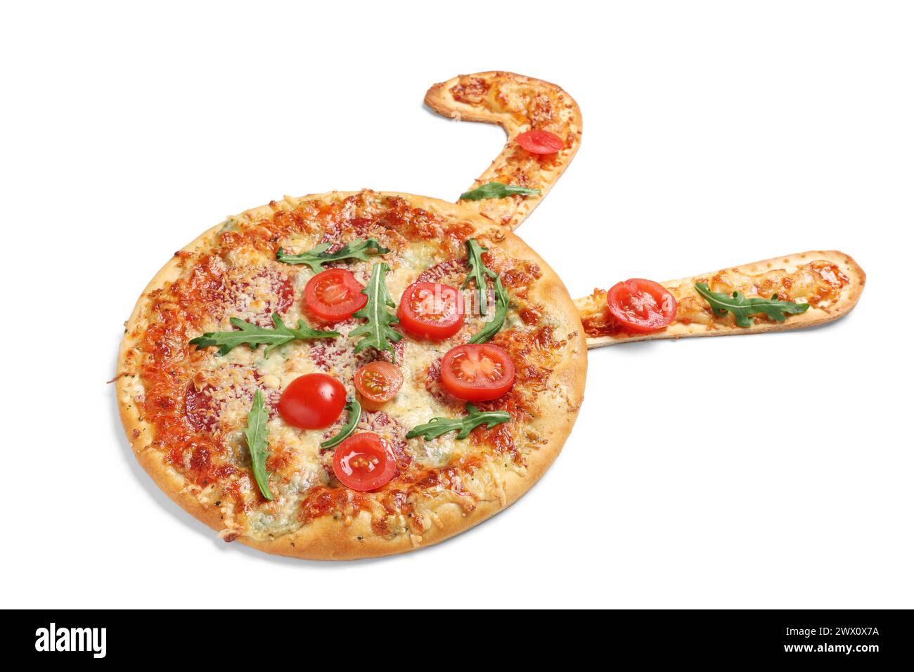 Easter tasty pizza with bunny ears isolated on white background Stock ...