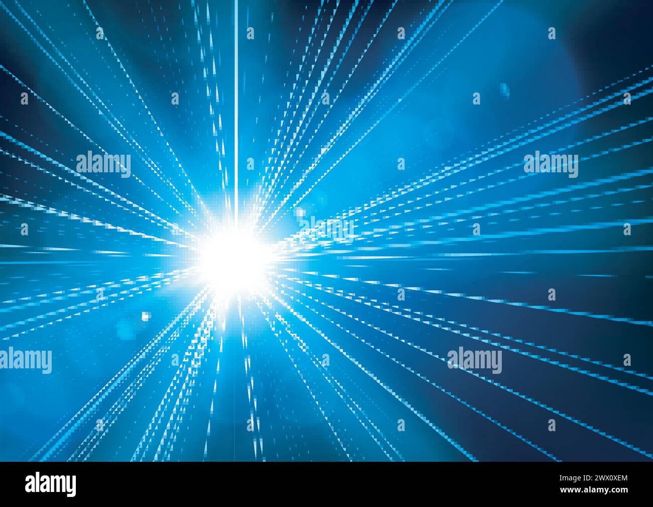 Blue Light Shining From Darkness with Realistic Lens Flare, Vector ...