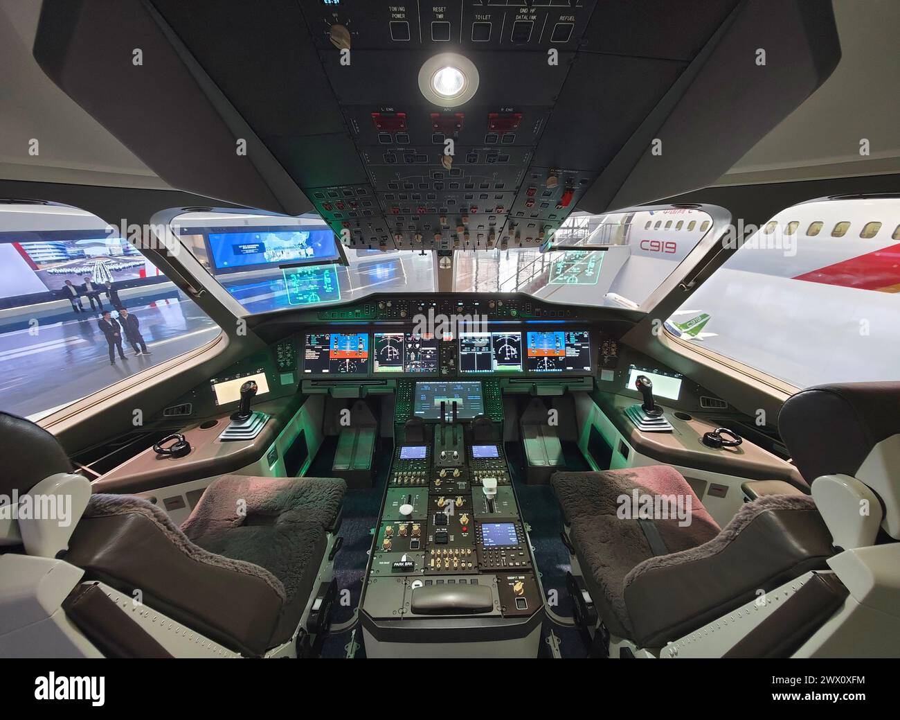 SHANGHAI, CHINA - MARCH 26, 2024 - The cockpit of a C929 passenger jet ...