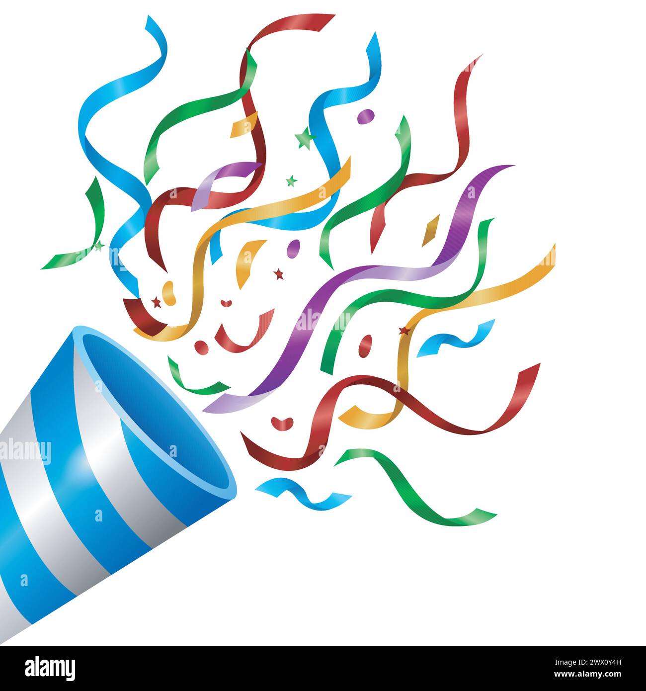 Exploding Popper with Colorful Confetti Isolated, Suitable For Birthday ...