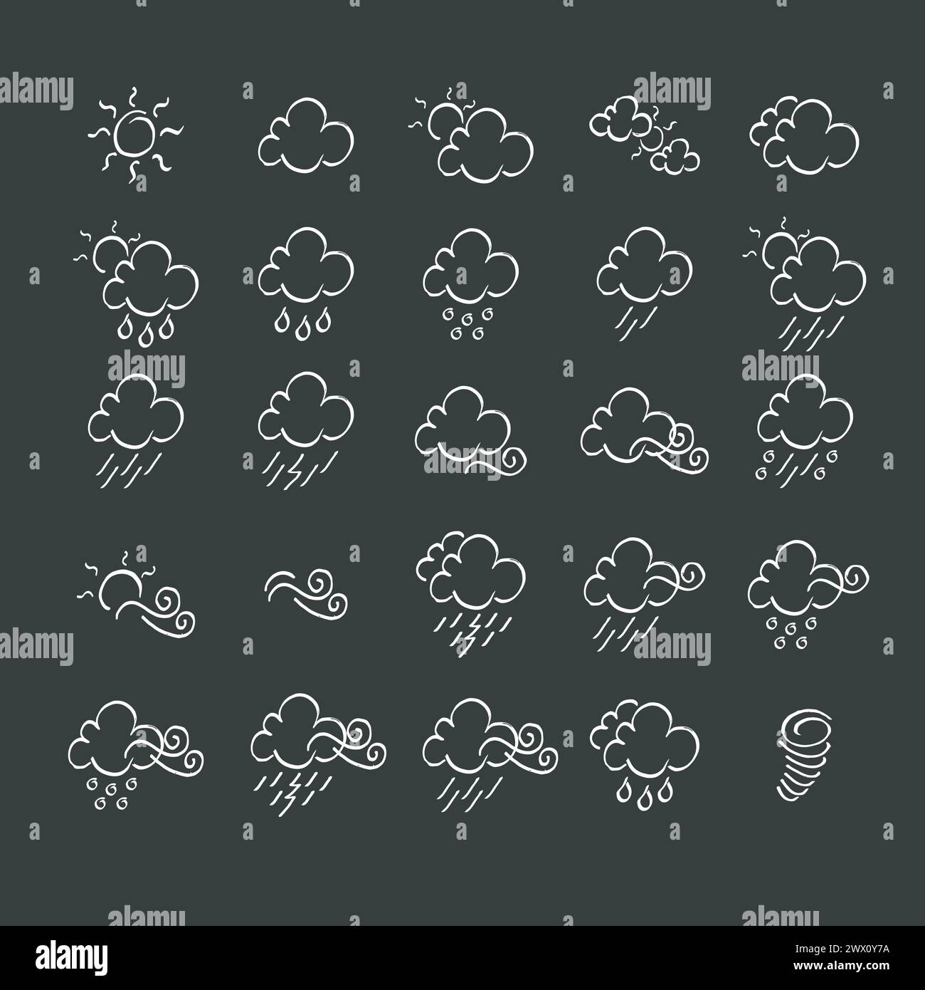 Weather Doodle Icon Set, Real Pen Sketch Suitable For For Web, Mobile ...
