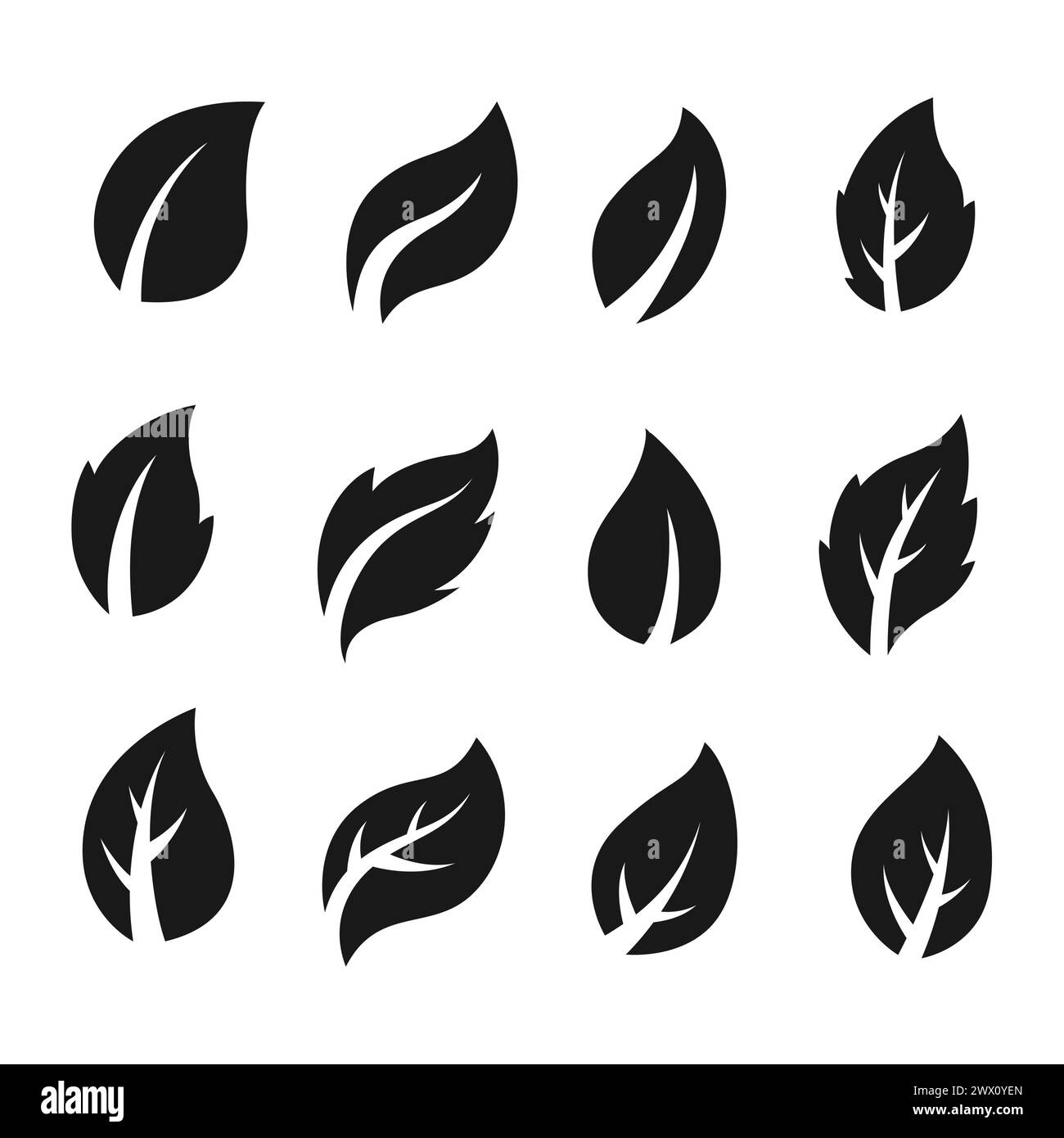 Artistic Collection of Black Leaves Set, Vector Illustration Stock ...