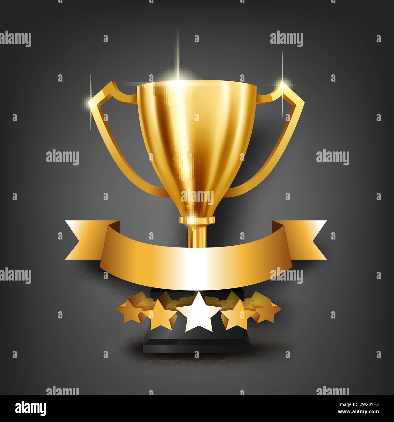 Realistic Golden Trophy with Place For Text on Gold Ribbon, Vector ...