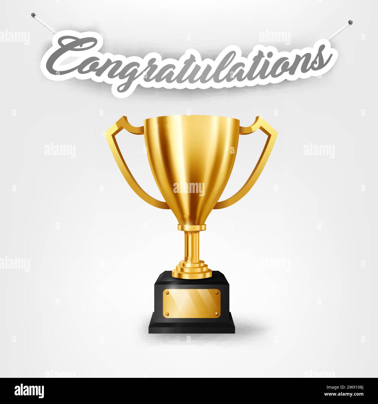 Realistic Golden Trophy with Text Space and Congratulations Text ...