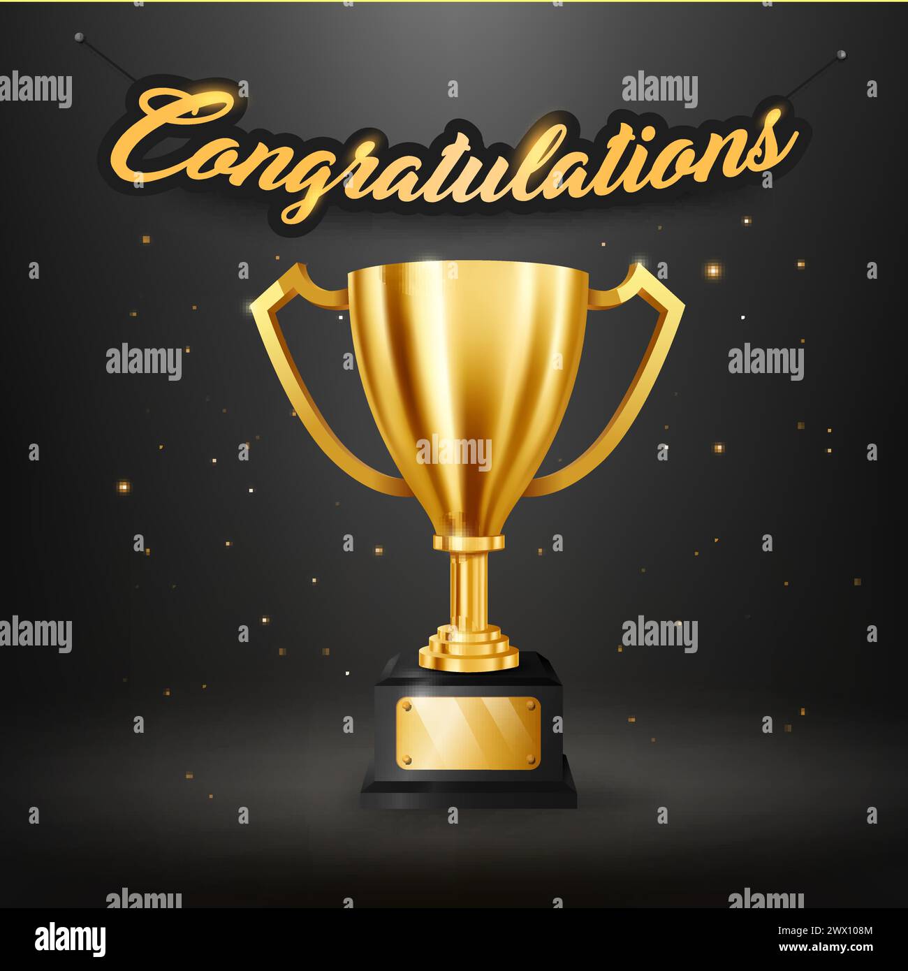 Realistic Golden Trophy with Text Space and Congratulations Text ...