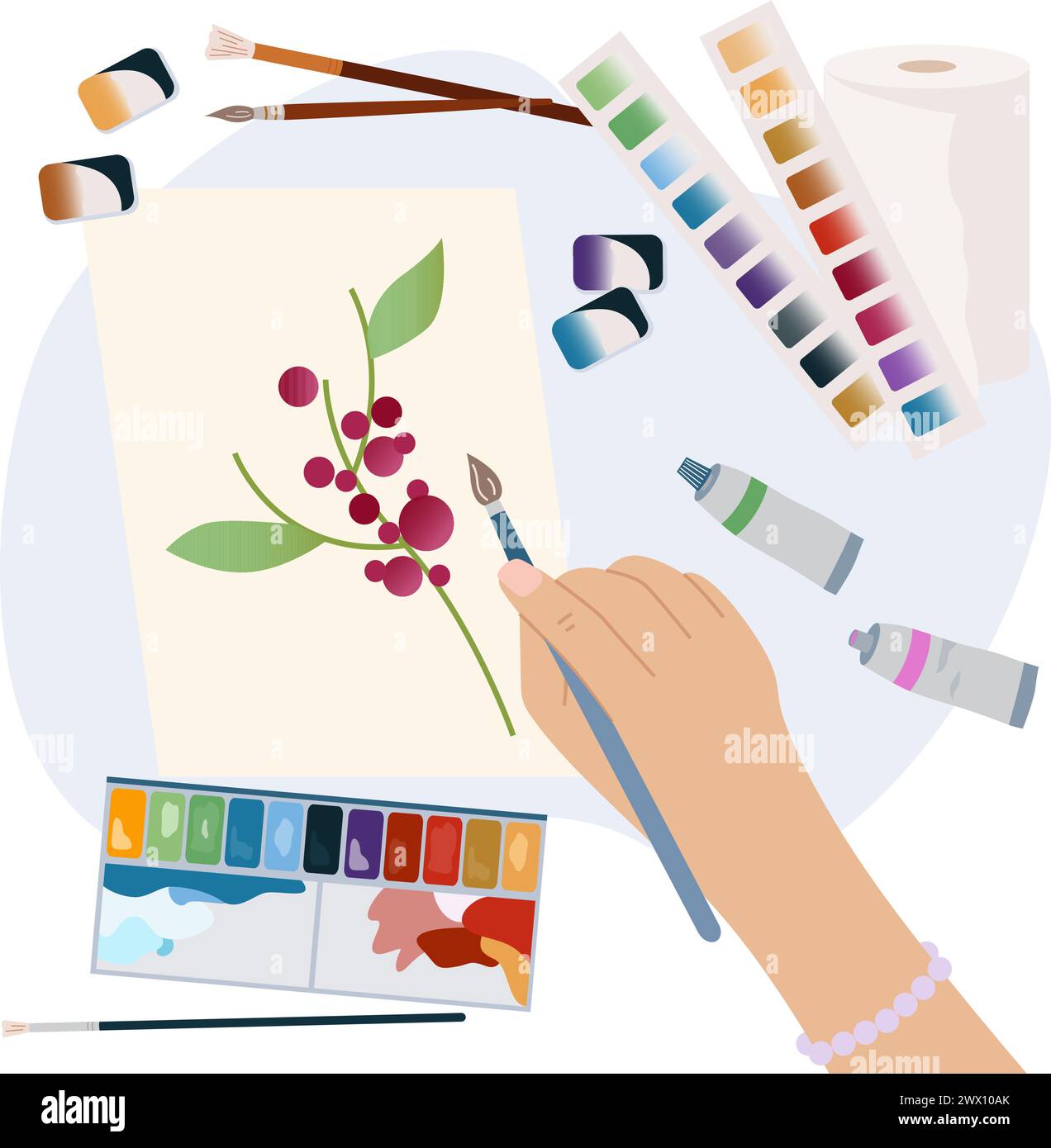 Holding paintbrushes hand Stock Vector Images - Alamy