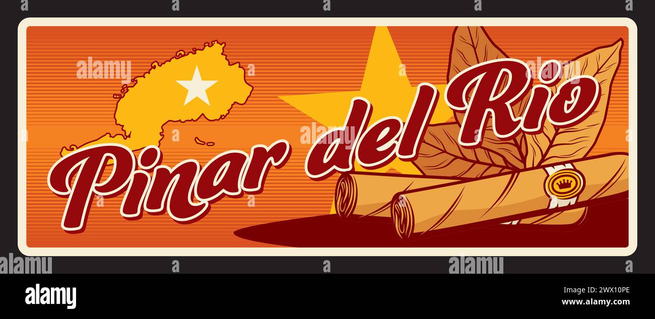 Pinar del Rio municipality and province in Cuba. Vector travel plate ...