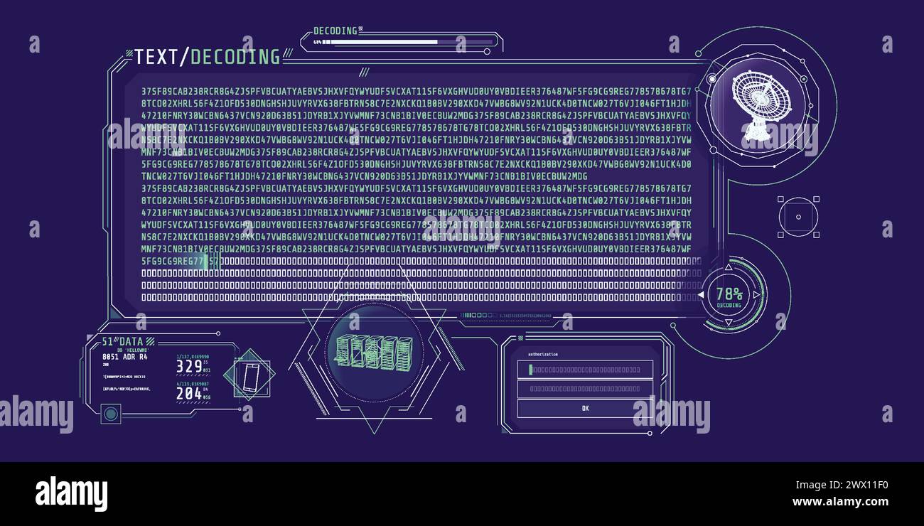 Radio telescope data processing interface with text decoding Stock Vector Image & Art - Alamy