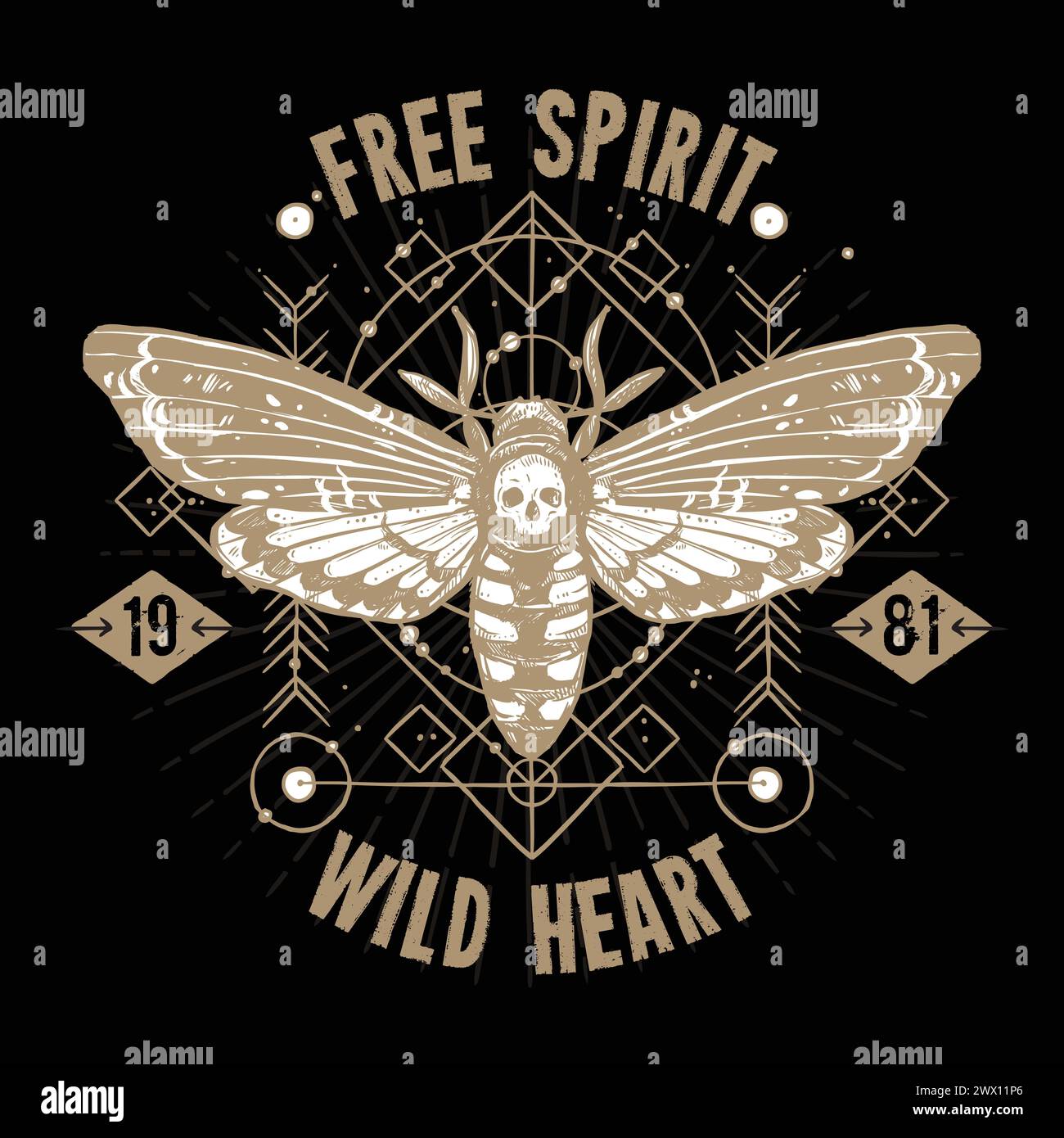 Occult Tattoo Sketch Poster. Butterfly Skull Hand Drawn Tattoo. Magic ...