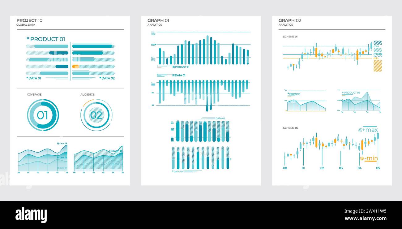 Business elements charts in color. Vector illustration Stock Vector ...