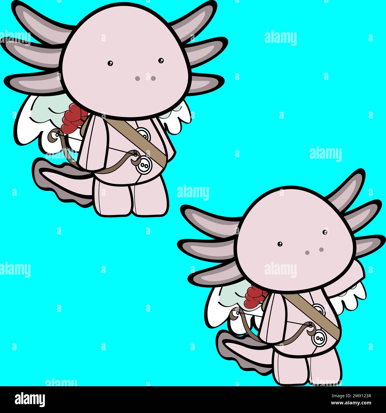 cute chibi angel axolotl character kid cartoon pack collection in ...