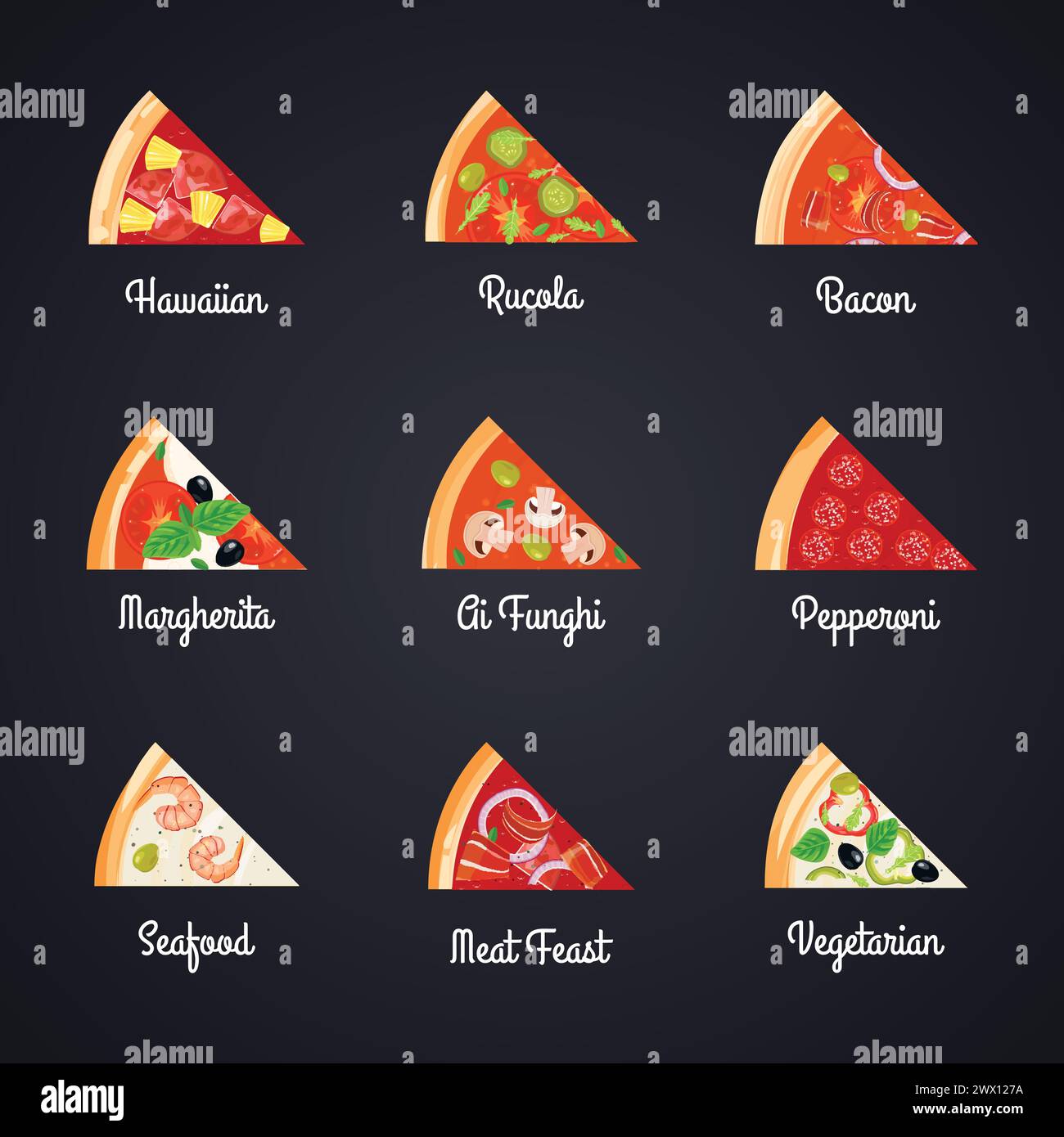 Make create pizza decorative icons set with isolated slices of ...