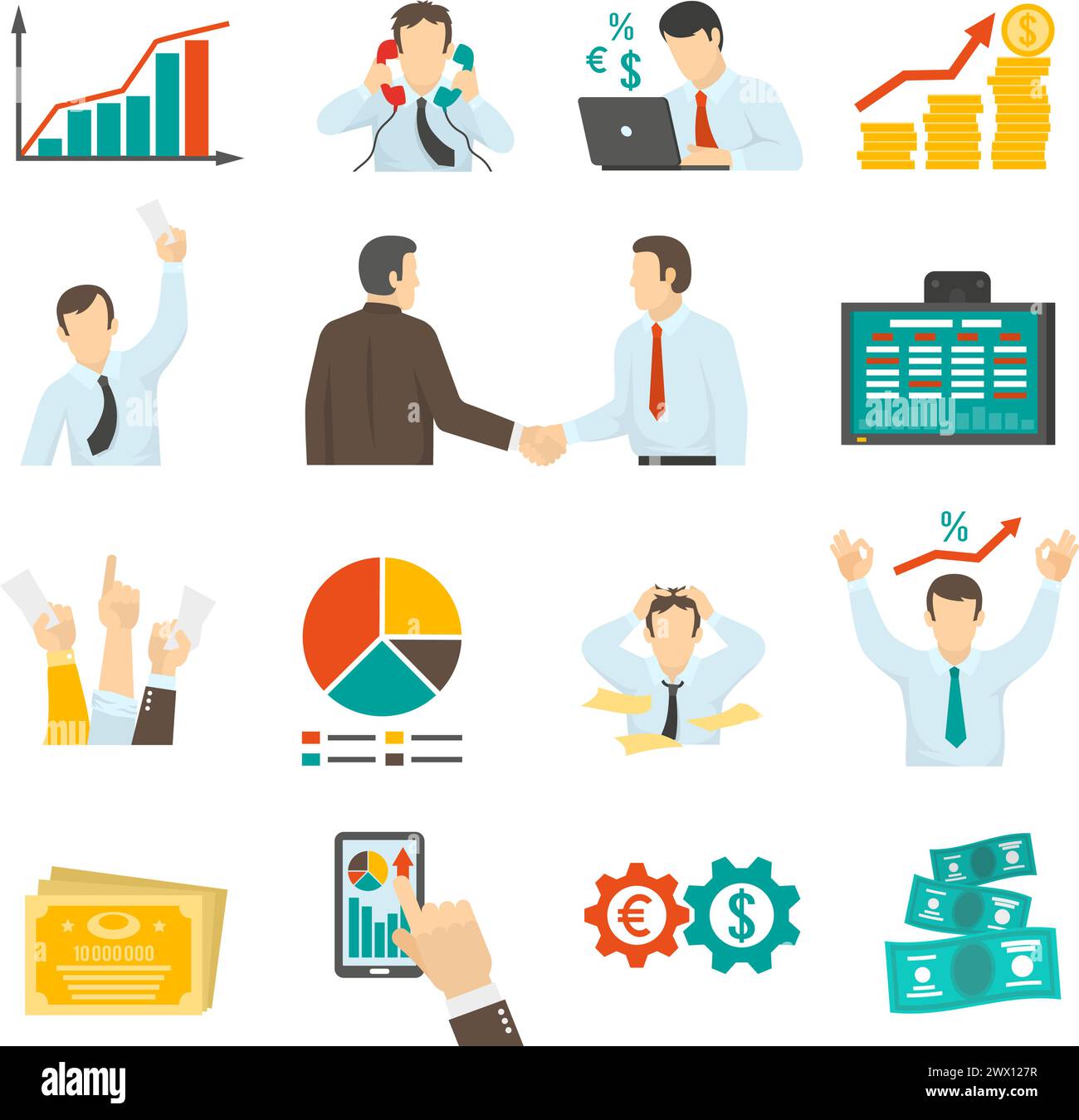 Stock Market Icons Set. Stock Market Vector Illustration. Finance Flat ...