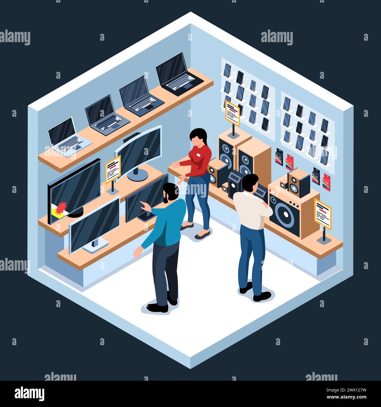 Isometric appliances store composition with isolated view of ...