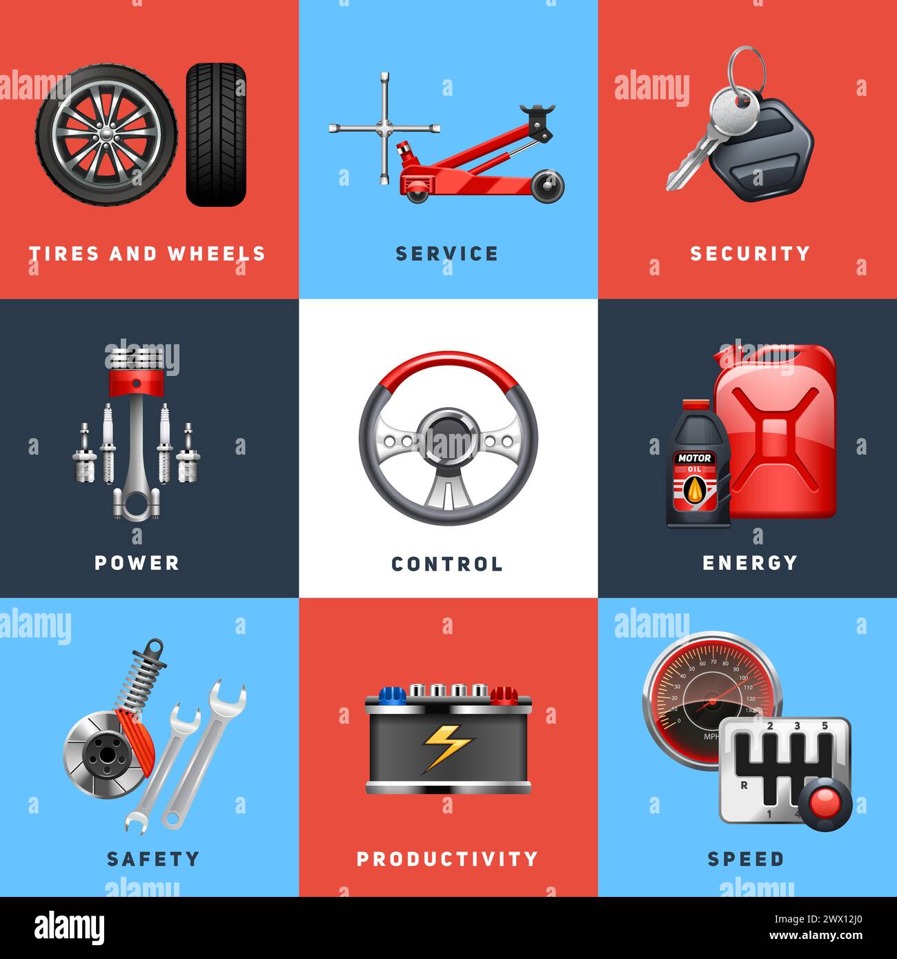 Car auto service safety control for trucks and cargo vehicles equipment ...