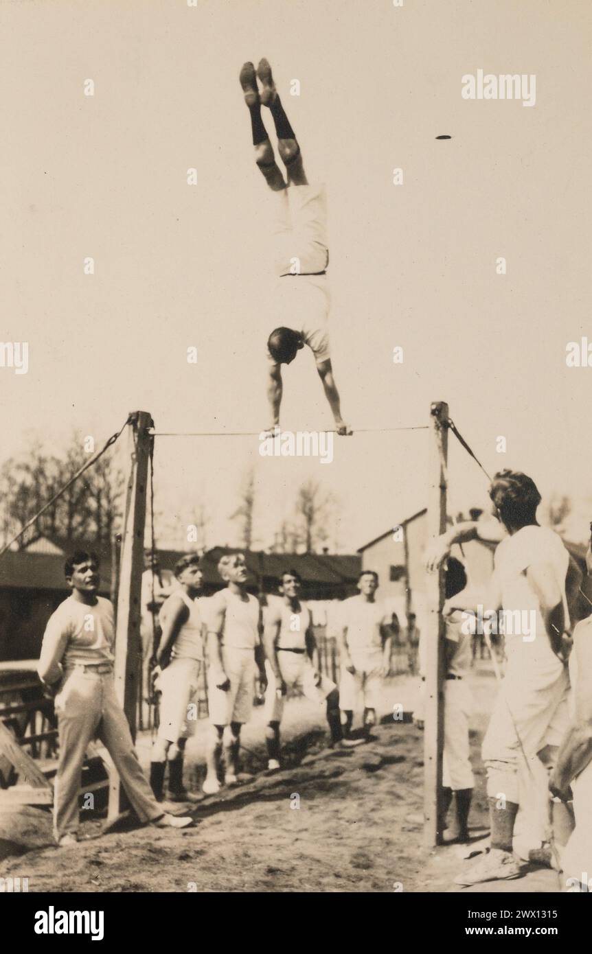 WAR PRISON BARRACKS NO. 1, FT. MCPHERSON, GA. Gymnastics for prisoners ca. 1918-1919 Stock Photo ...