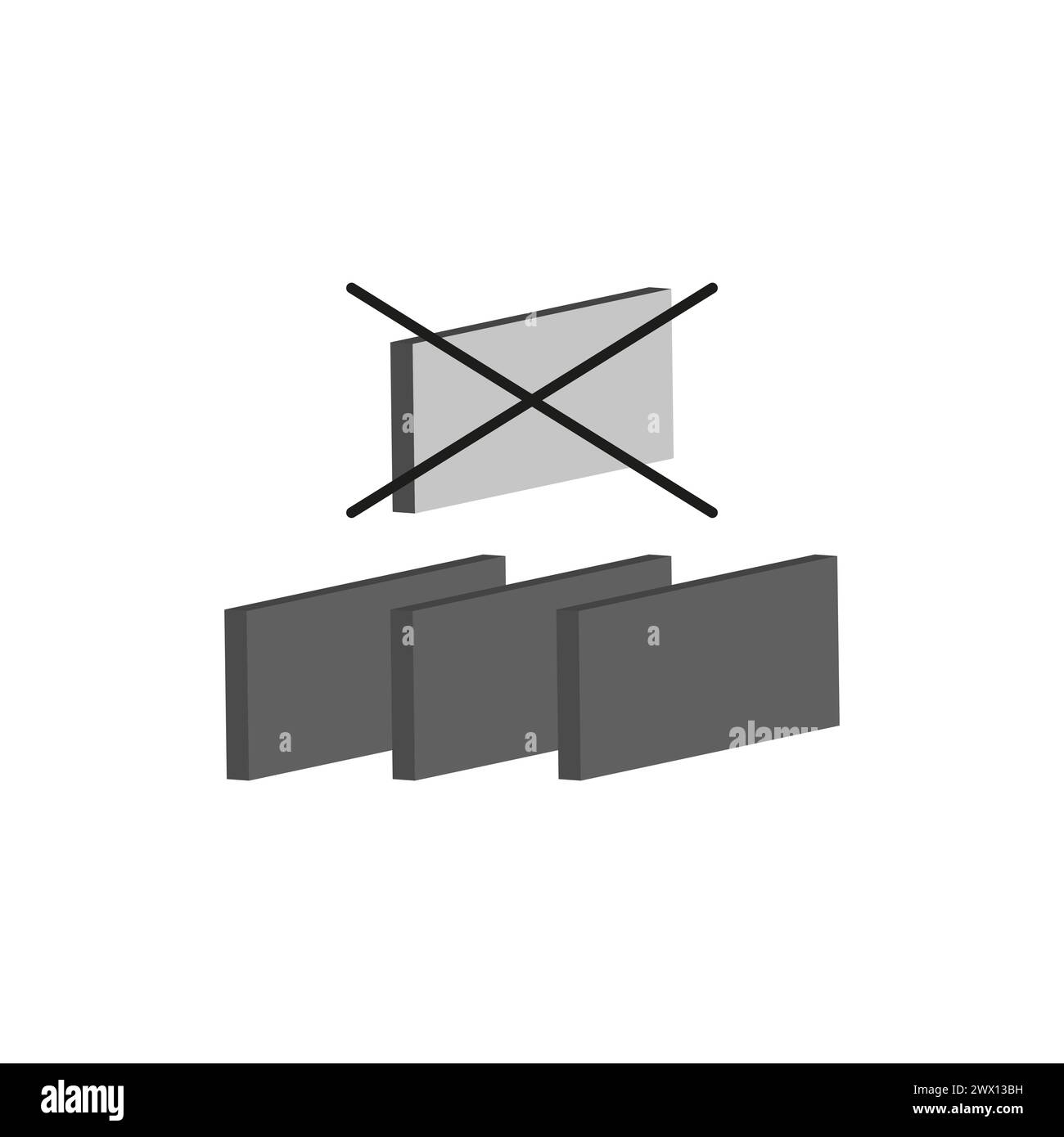 Crossed-out email icon. Blocked message symbol. Communication ...