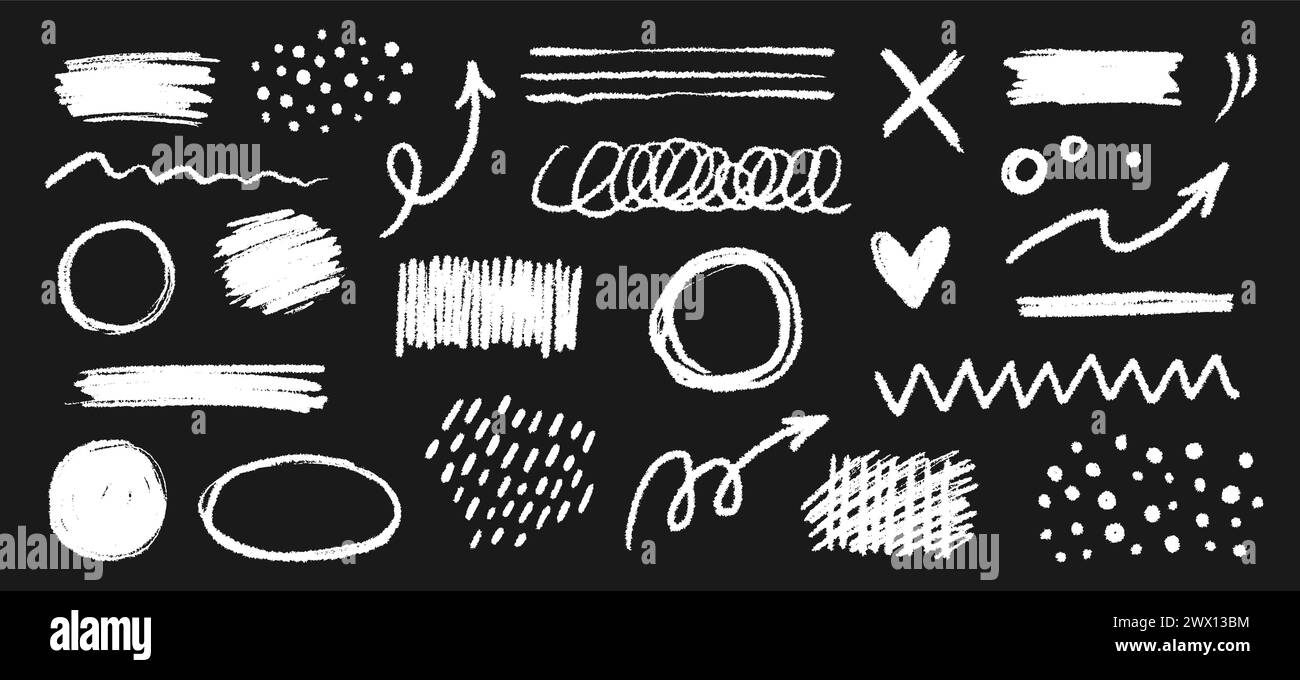 Chalk color pencil texture brush dot stroke vector element. Children ...